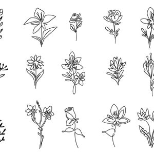 12 Sheets of Mini Flower Designs, Fine Line Tattoo, Cute Skin Art ...