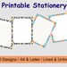 Printable Stationery Bundle With Borders, Printable Note Paper, Letter ...