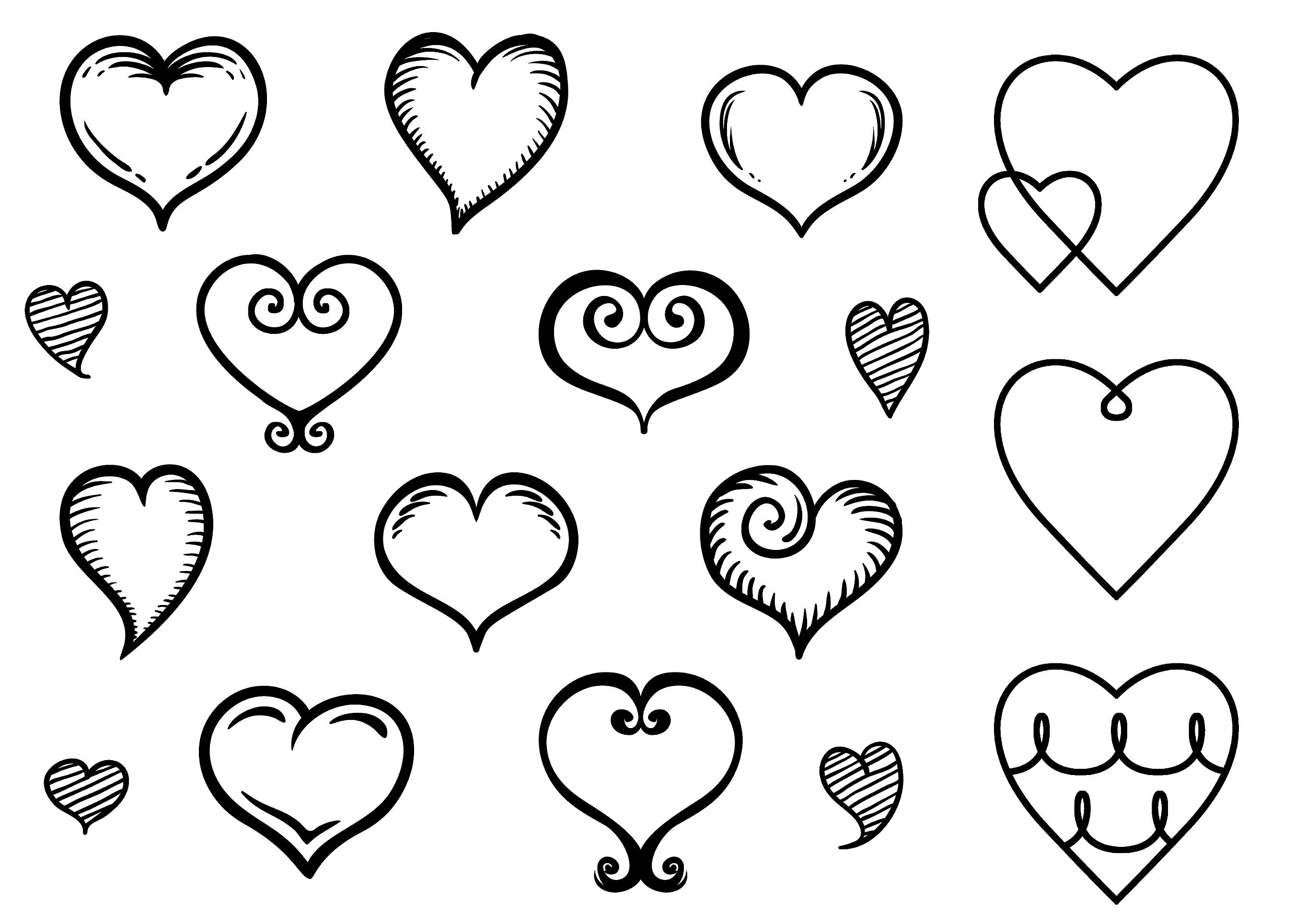 10 Sheets of Minimal Heart Tattoo Designs, Fine Line Tattoo, Stencil ...