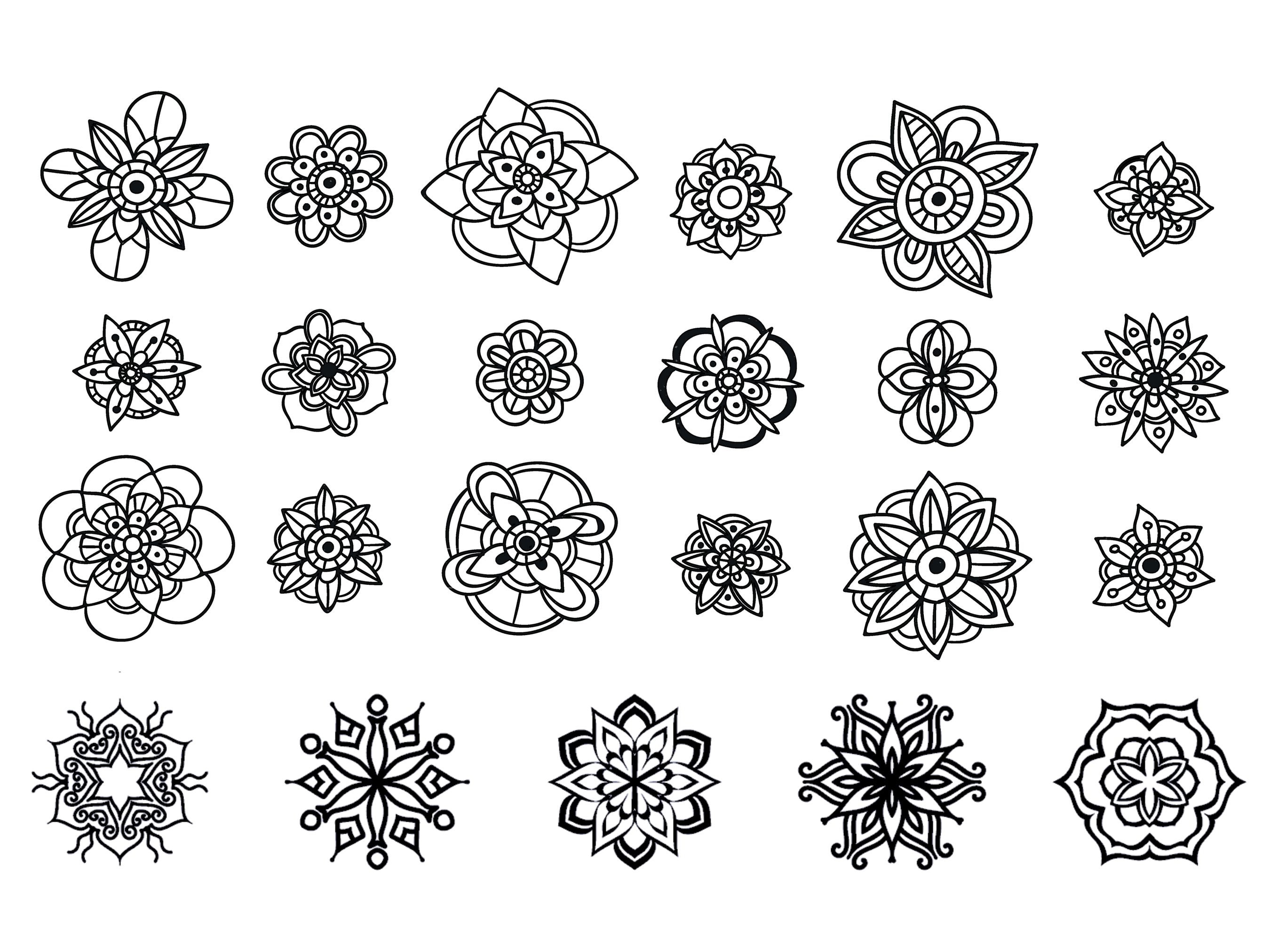 10 Sheets of Small Mandala Tattoo Designs, Fine Line Tattoo, Stencil ...