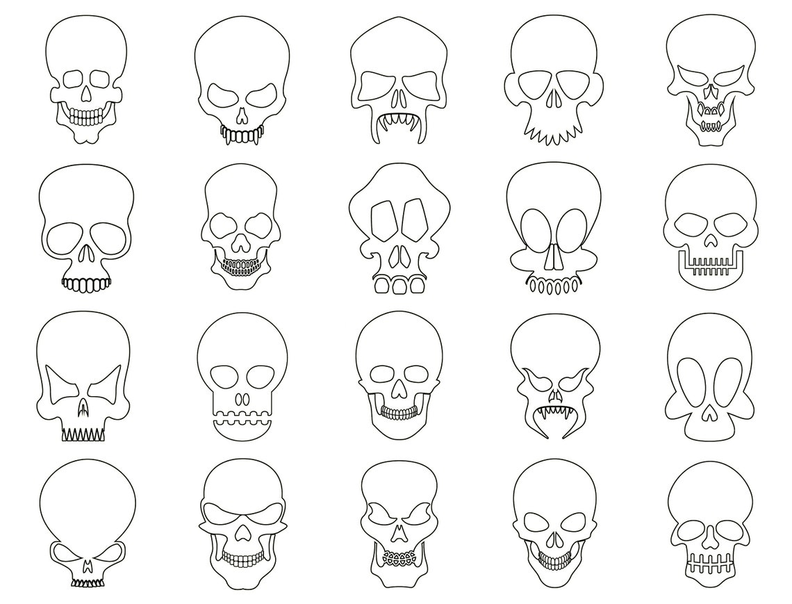 10 Sheets of Small Skull Tattoo Designs, Fine Line Tattoo, Stencil Art ...