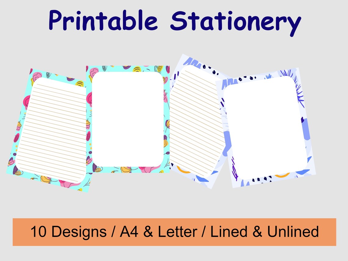 Printable Stationery Bundle With Borders, Printable Note Paper, Letter ...