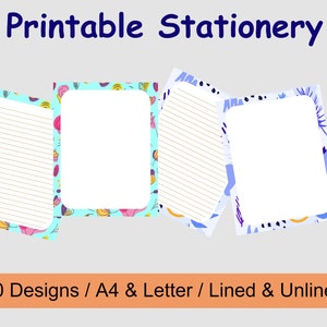 Printable Stationery Bundle With Borders, Printable Note Paper, Letter ...