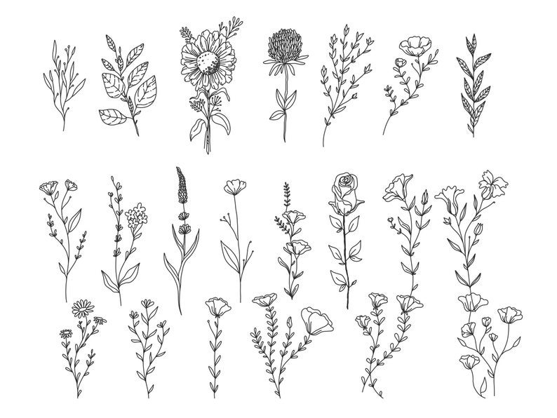 12 Sheets of Mini Flower Designs, Fine Line Tattoo, Cute Skin Art ...