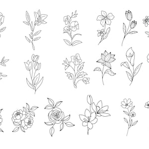 12 Sheets of Mini Flower Designs, Fine Line Tattoo, Cute Skin Art ...