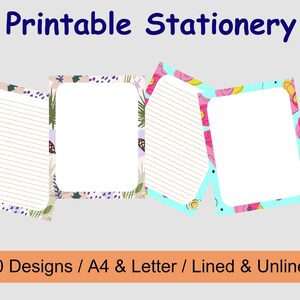 Printable Stationery Bundle With Borders, Printable Note Paper, Letter ...