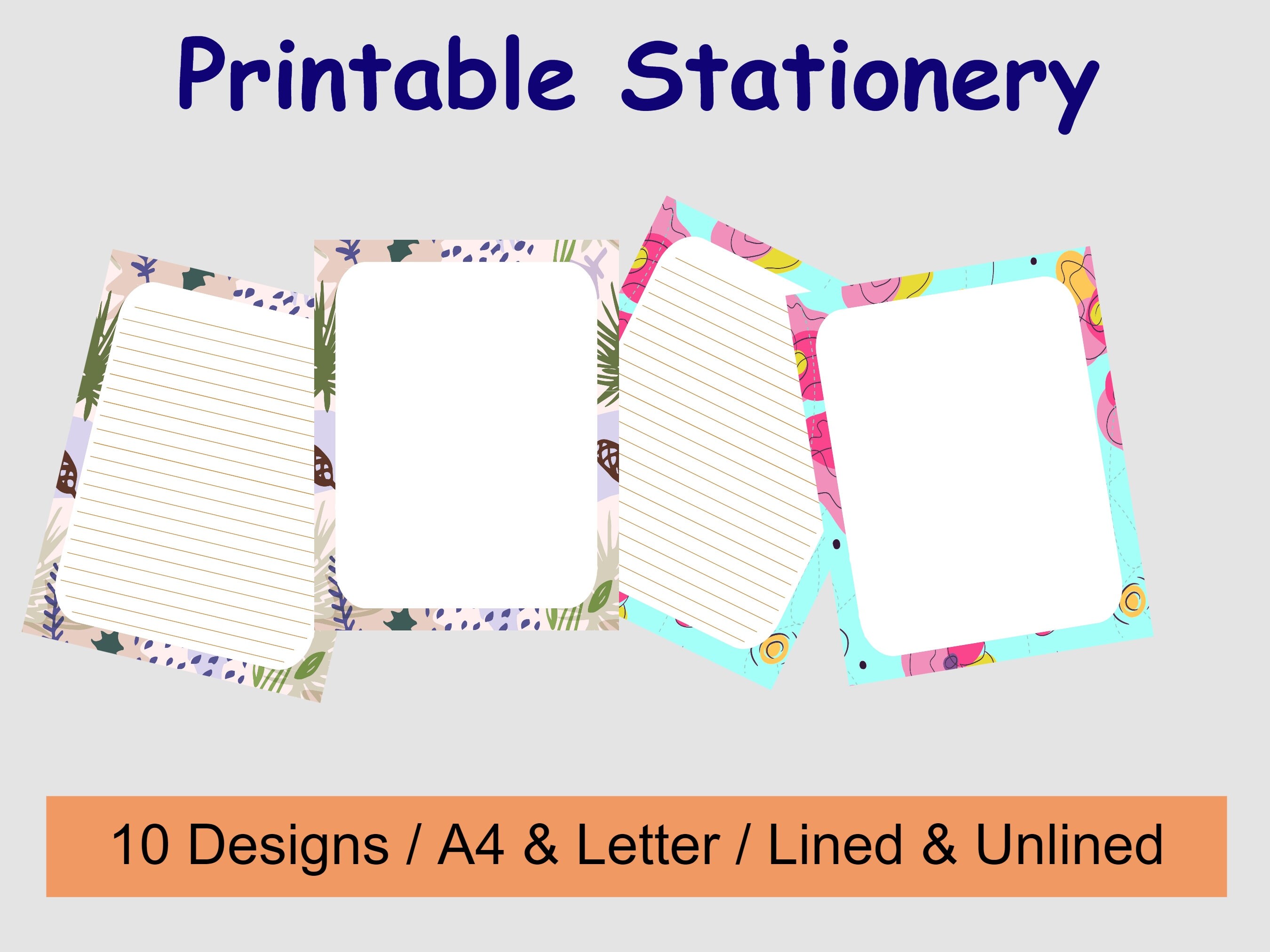 Printable Stationery Bundle With Borders, Printable Note Paper, Letter ...