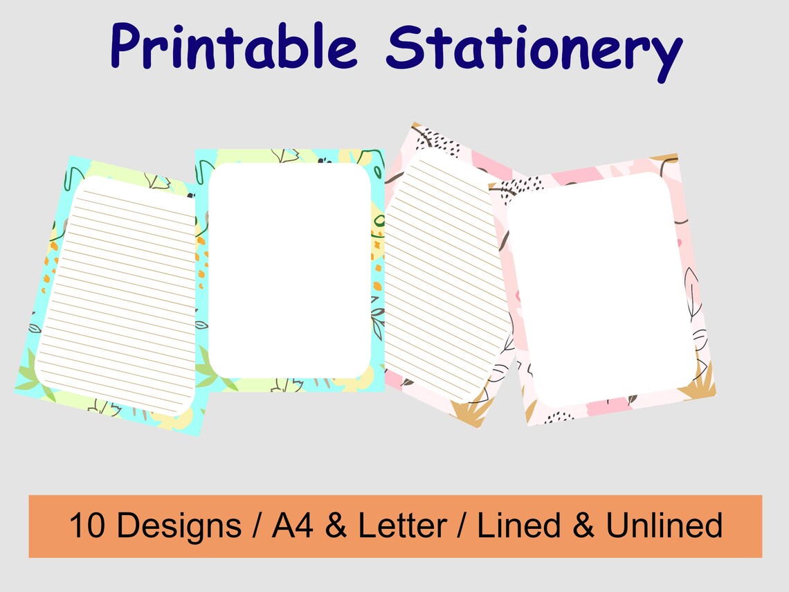 Printable Stationery Bundle With Borders, Printable Note Paper, Letter ...