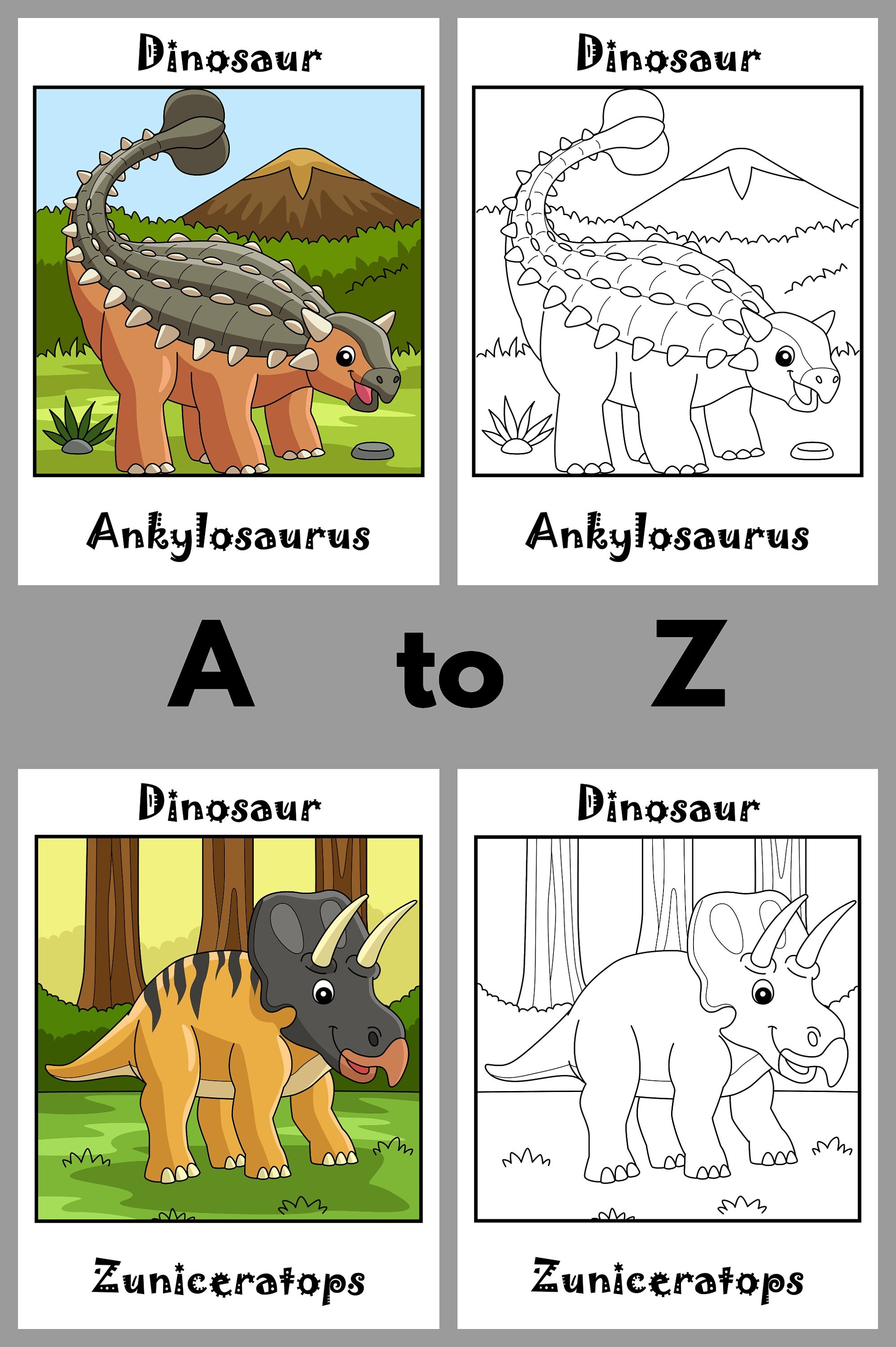 Dinosaur A-Z Coloring Book PDF and Wall Art Digital/instant - Etsy