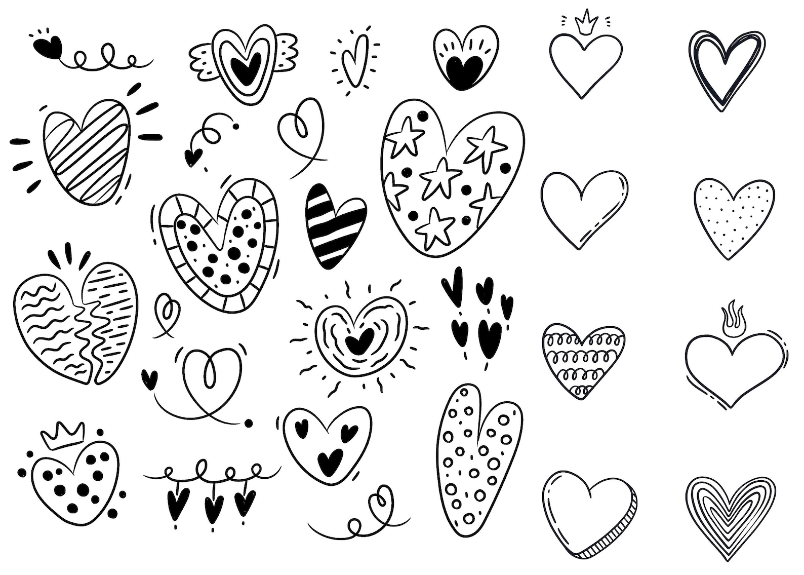 10 Sheets of Minimal Heart Tattoo Designs, Fine Line Tattoo, Stencil ...