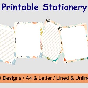 Printable Stationery Bundle With Borders, Printable Note Paper, Letter ...