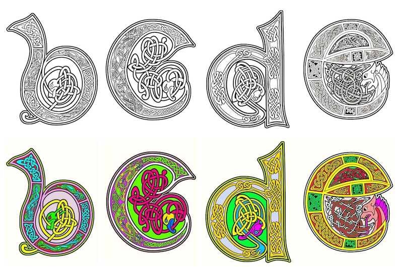 Celtic A-Z Coloring Book With Colored Wall Art, Digital/instant ...
