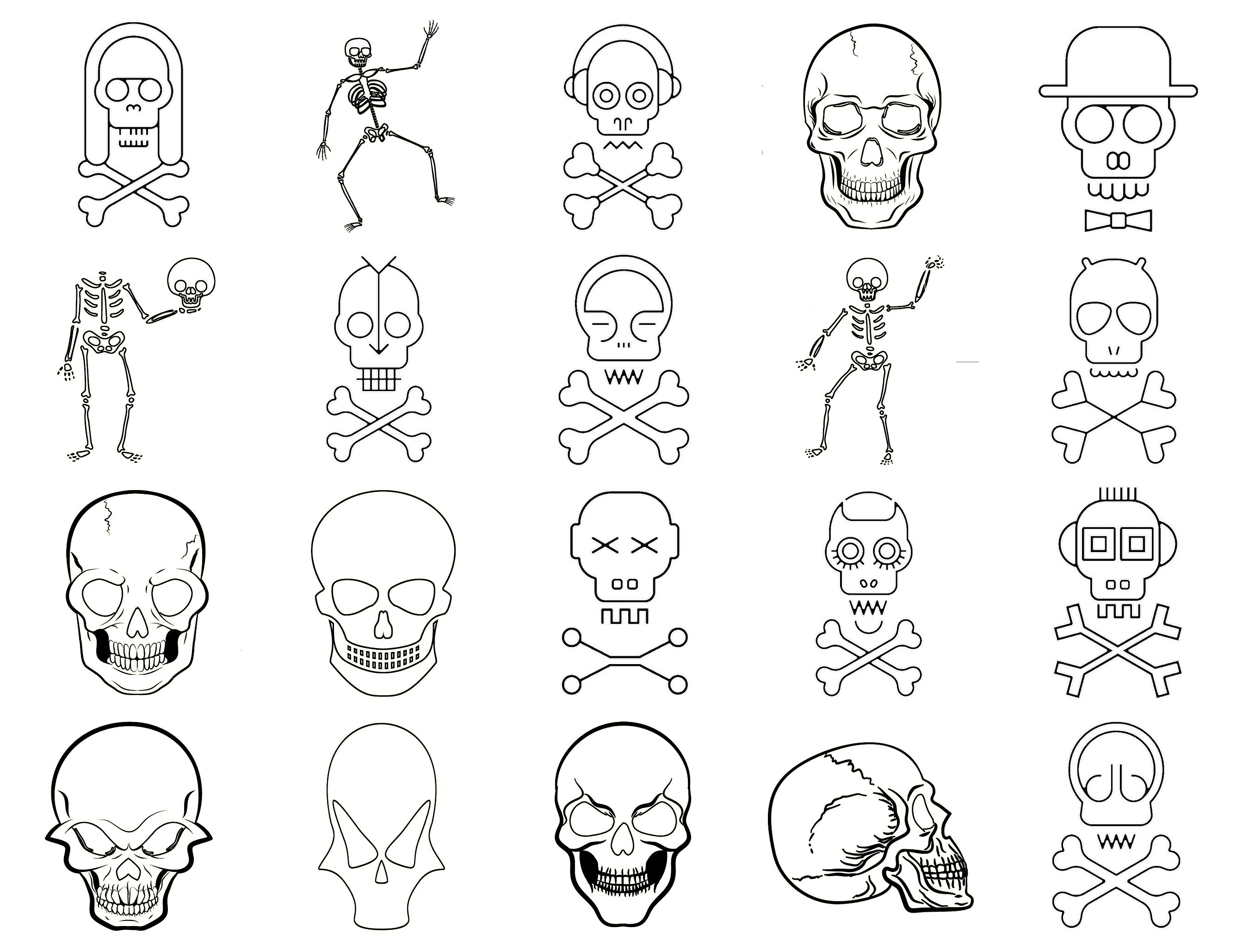 10 Sheets of Small Skull Tattoo Designs, Fine Line Tattoo, Stencil Art ...