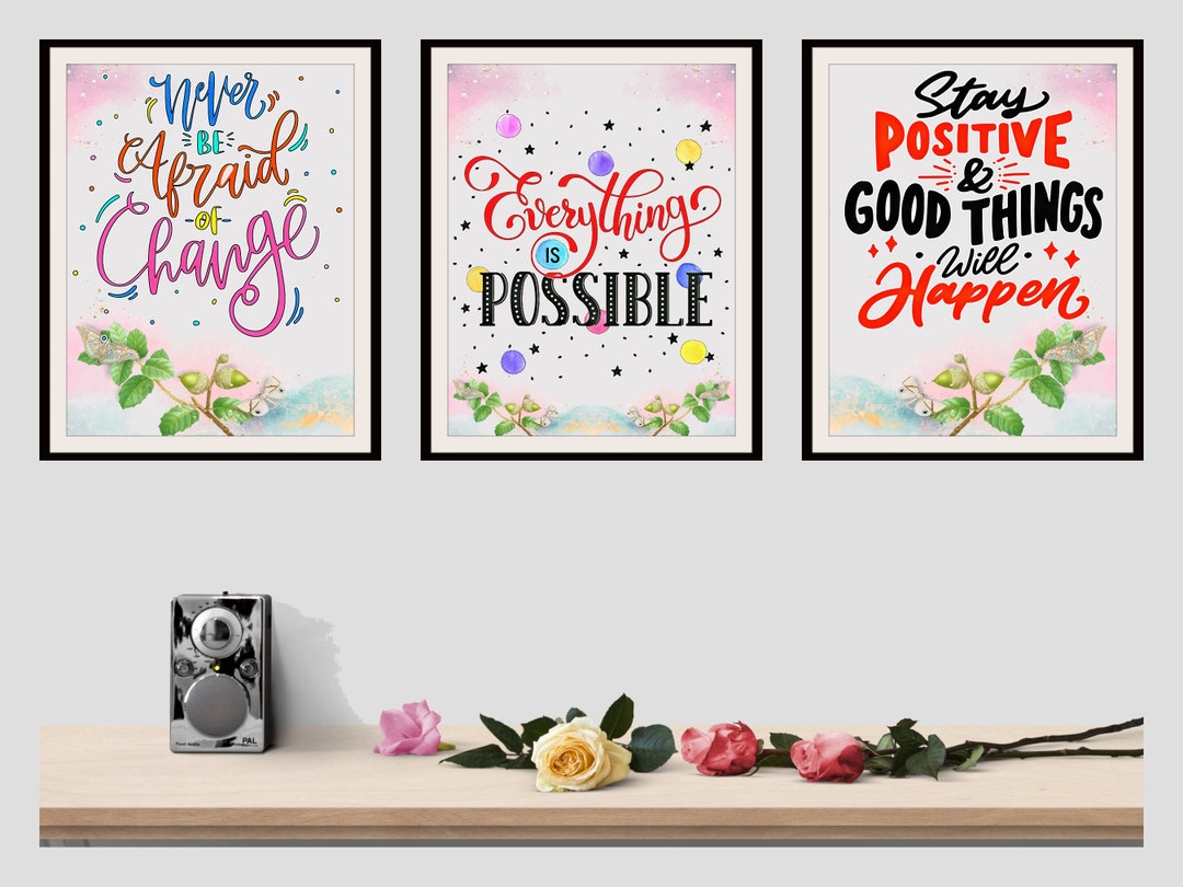Printable Wall Art Quotes, Gallery Wall Set of 3, Instant Digital ...