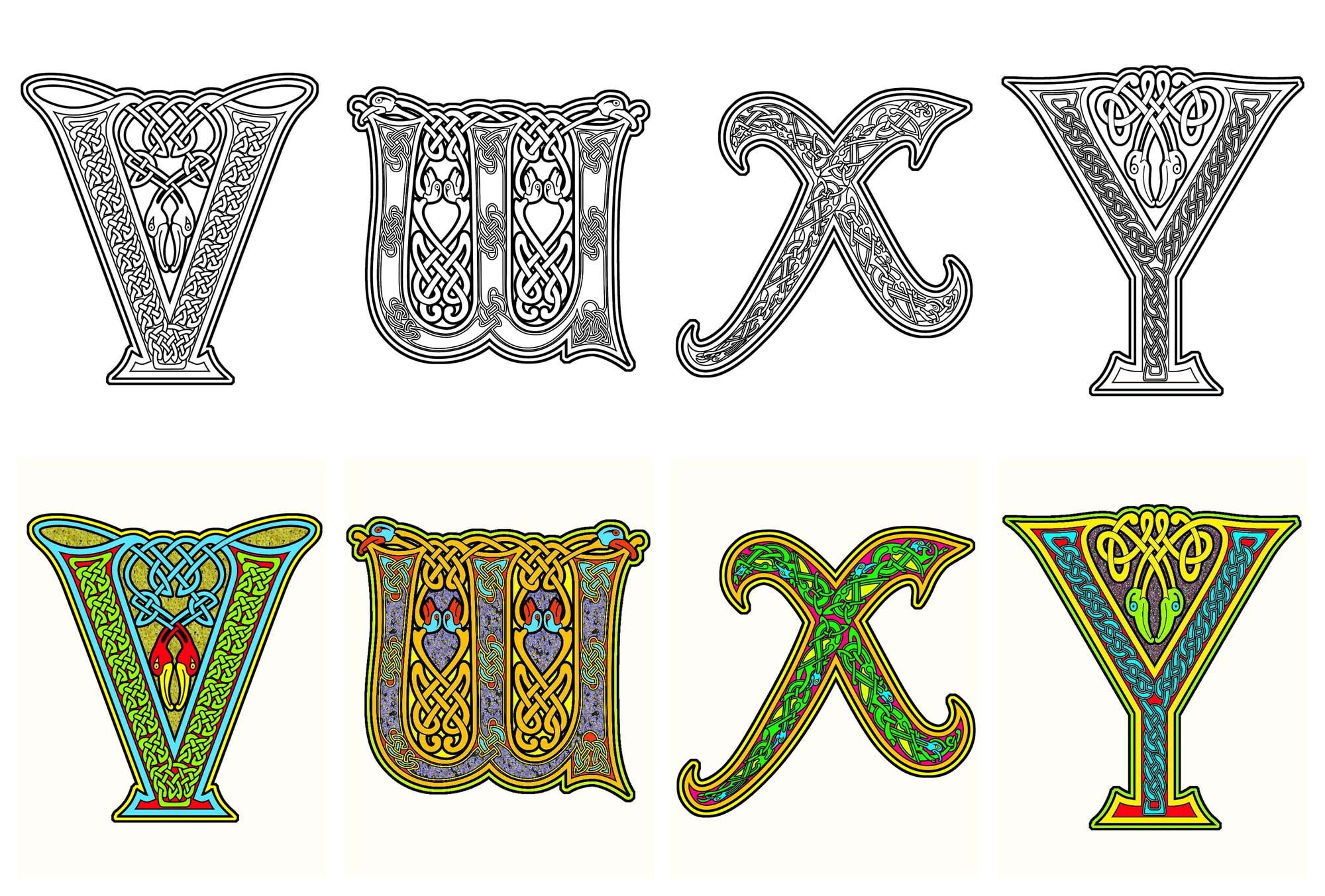 Celtic A-Z Coloring Book With Colored Wall Art, Digital/instant ...