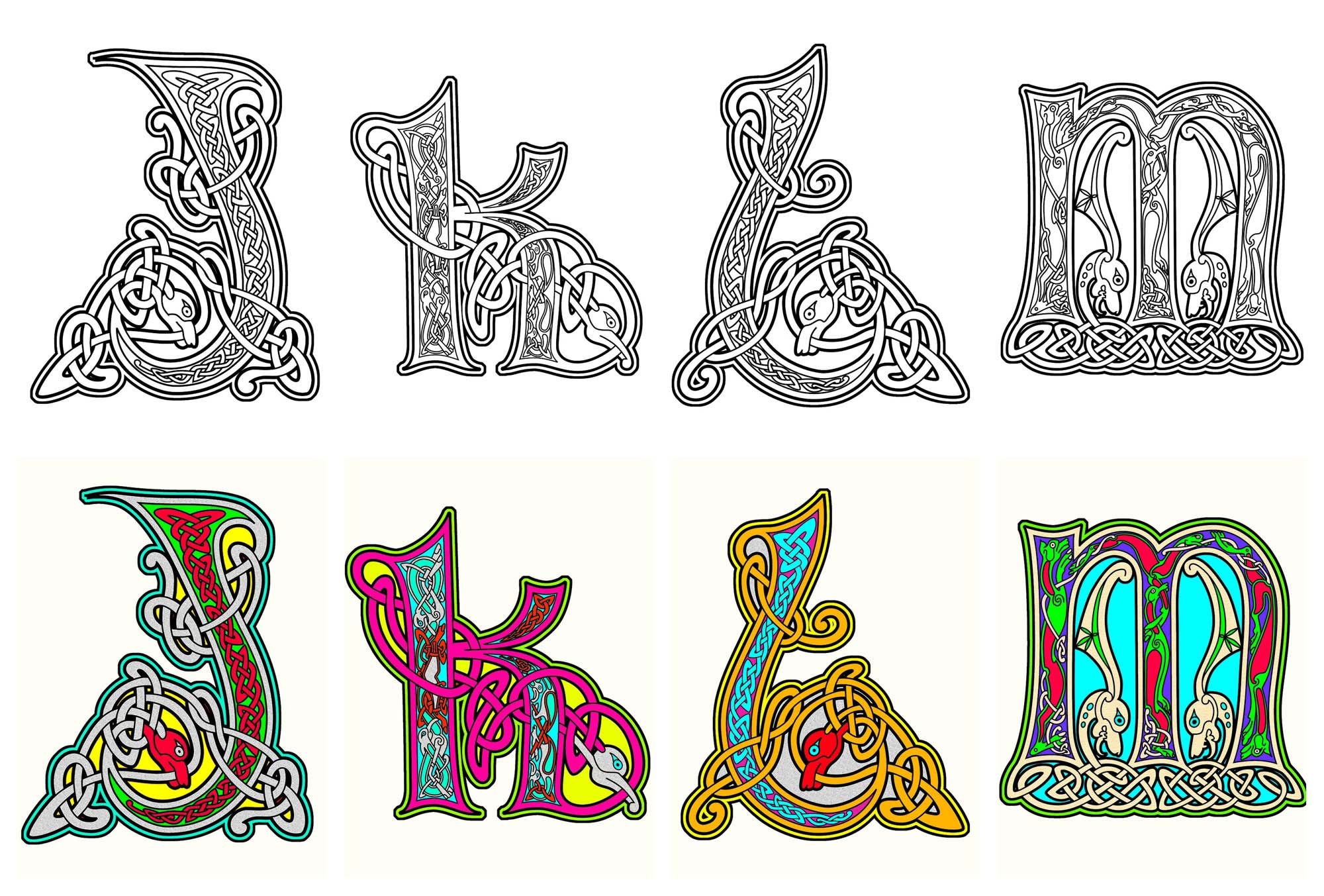 Celtic A-Z Coloring Book With Colored Wall Art, Digital/instant ...