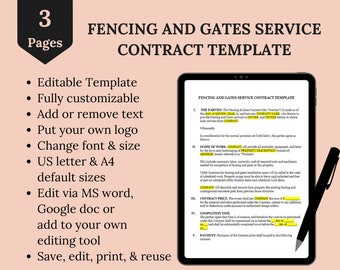 Simple Fencing Contract, Fencing Contract Template, Fencing and Gates ...