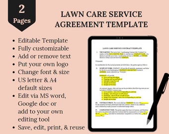 Lawn Care Contract - Etsy