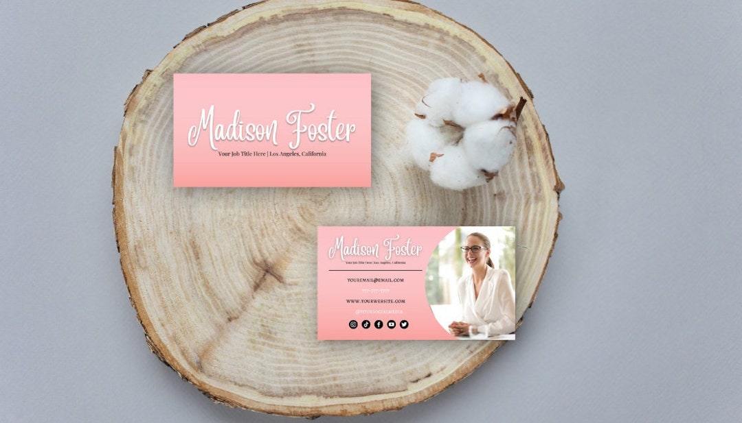 Editable Business Card, Girly Business Card, Customizable, Two Sided ...