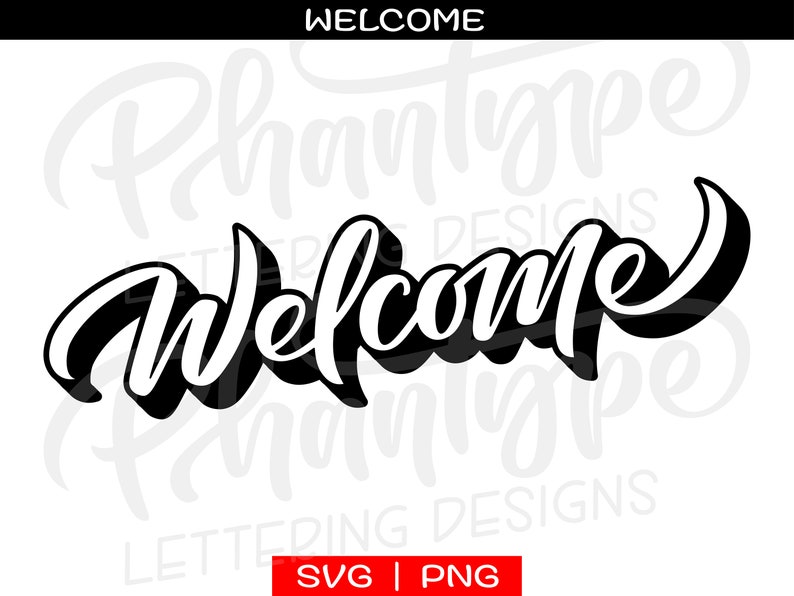 Welcome SVG Printable PNG Handwritten Words 3D Lettering - Etsy