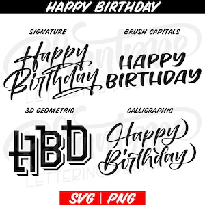 Happy Birthday SVG, Celebration PNG, Handwritten Words, DIY Lettering ...