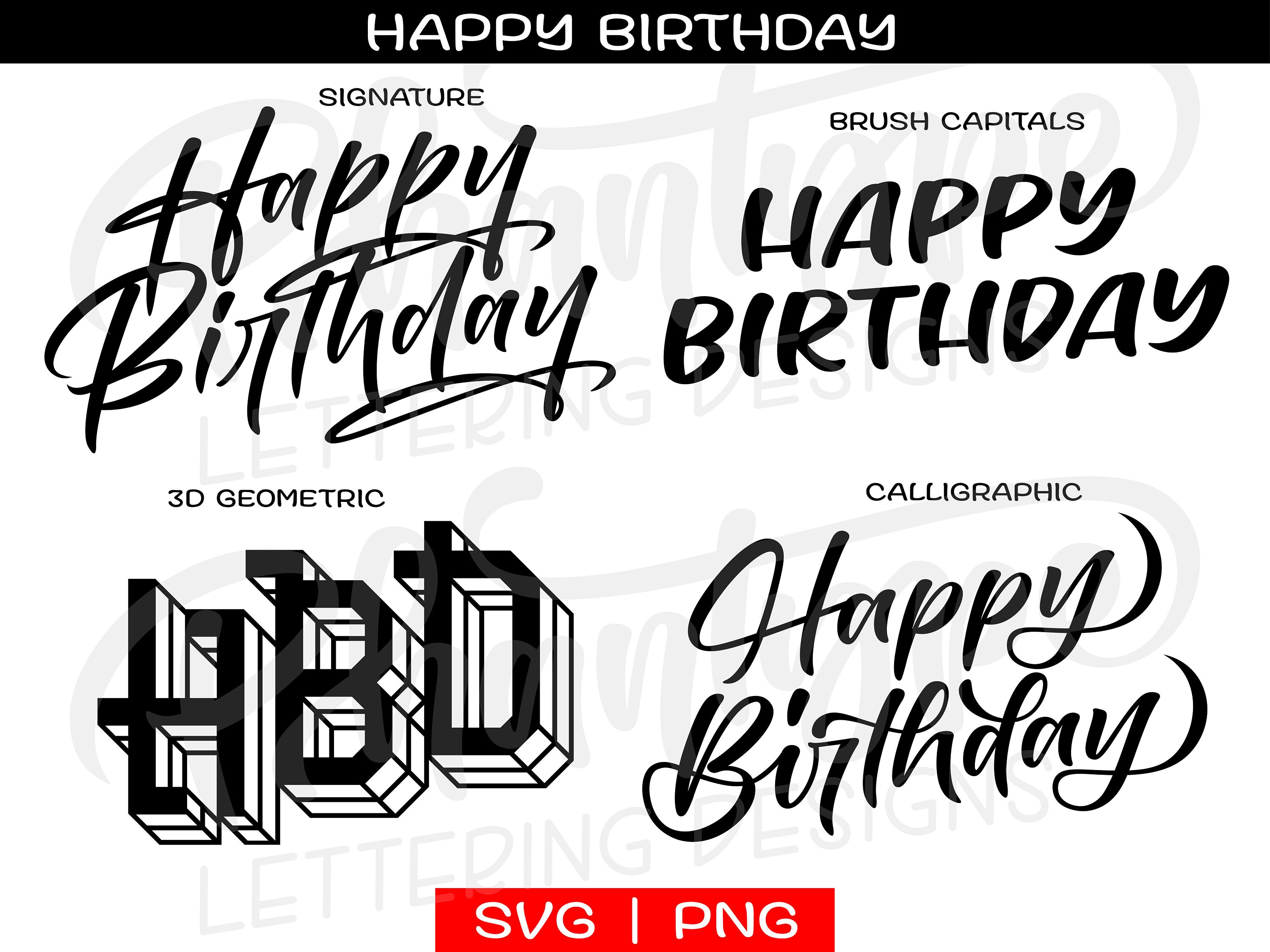 Happy Birthday SVG Celebration PNG Handwritten Words DIY - Etsy