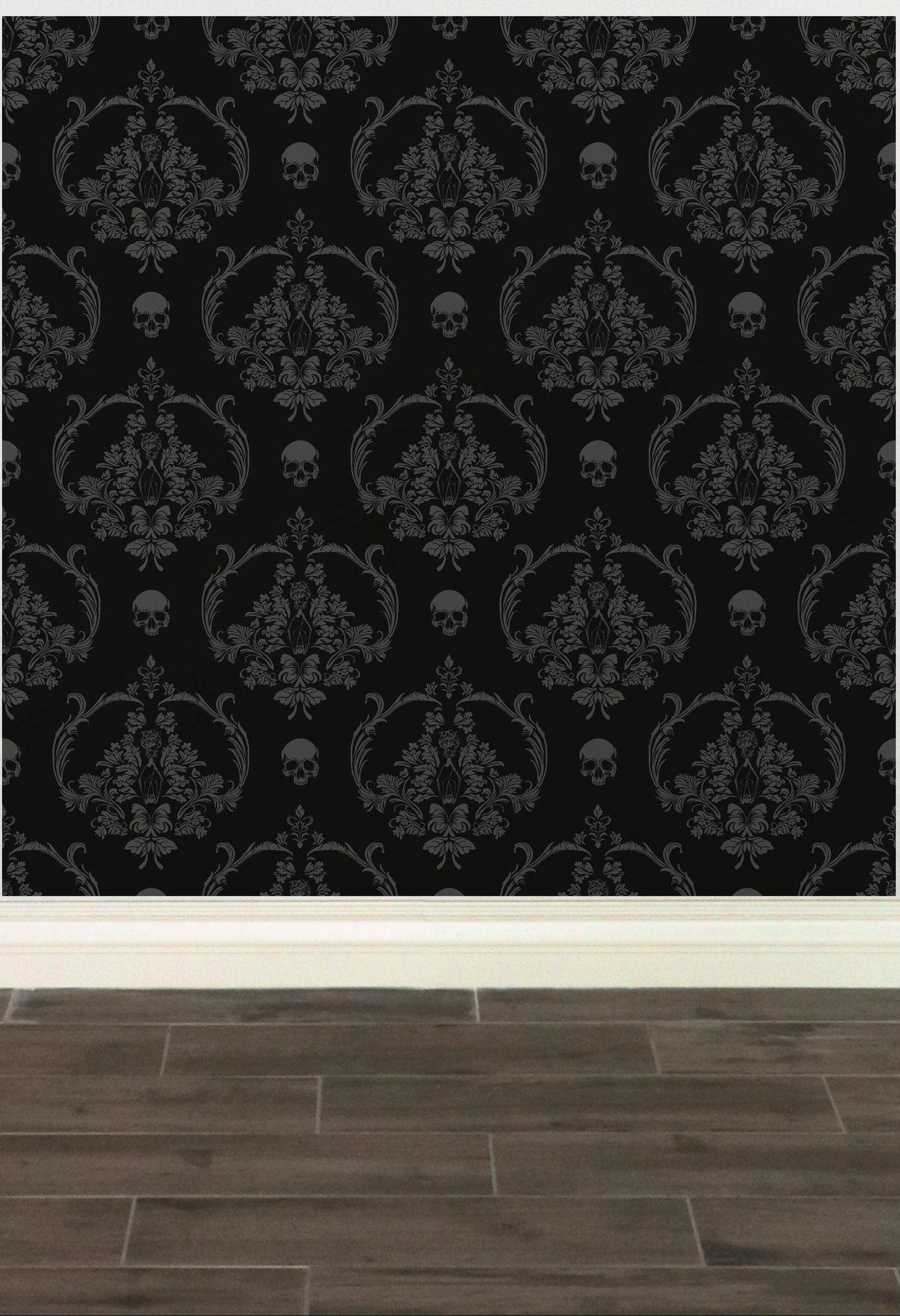 Vampire Bat Grotesque Damask Wallpaper - Etsy