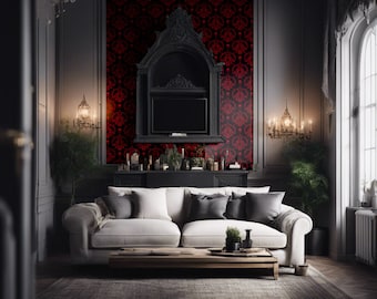 Vampire Bat Grotesque Damask Wallpaper - Etsy