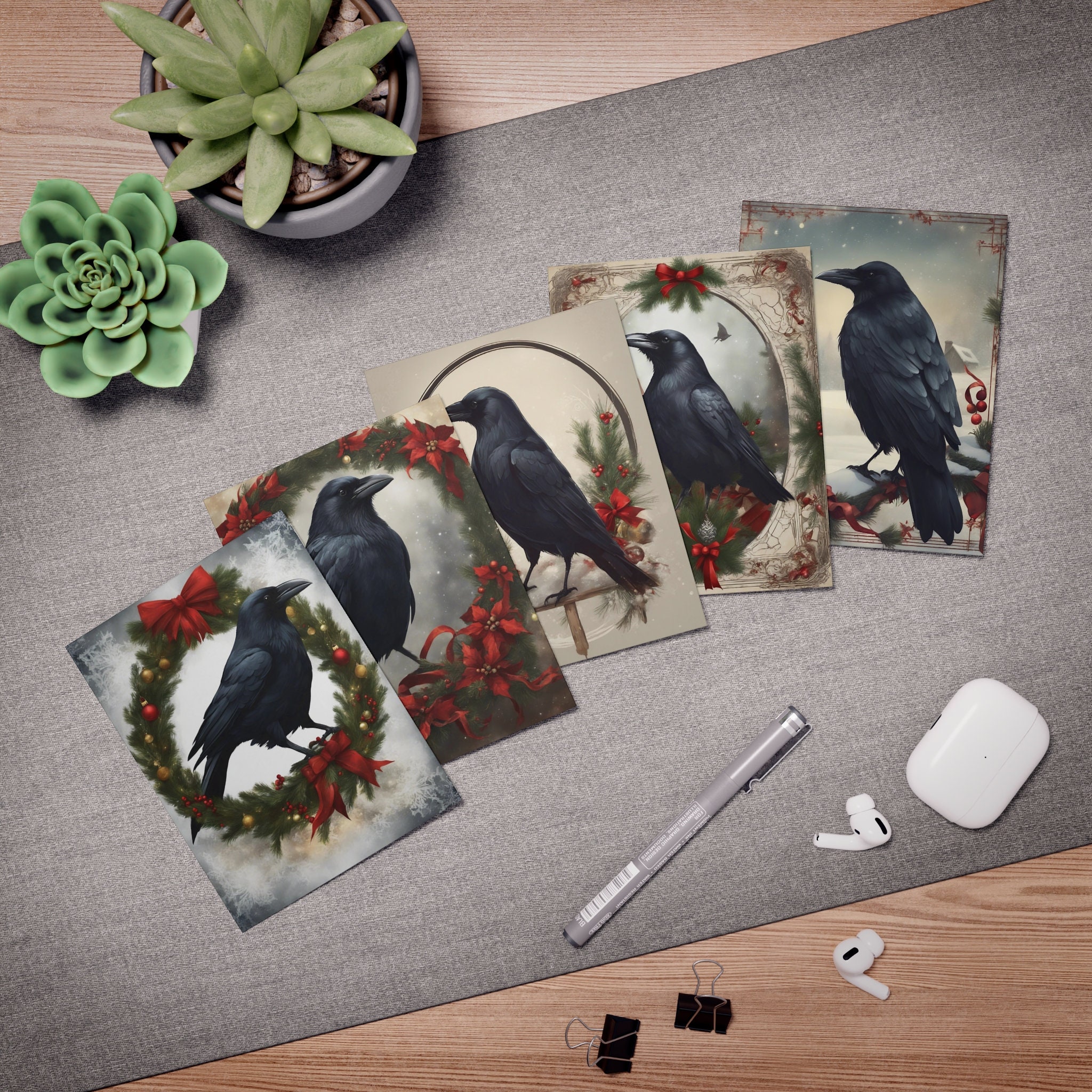 Snow Crows - Gothic Holiday Cards - Multi-design Greeting Cards (5-pack ...