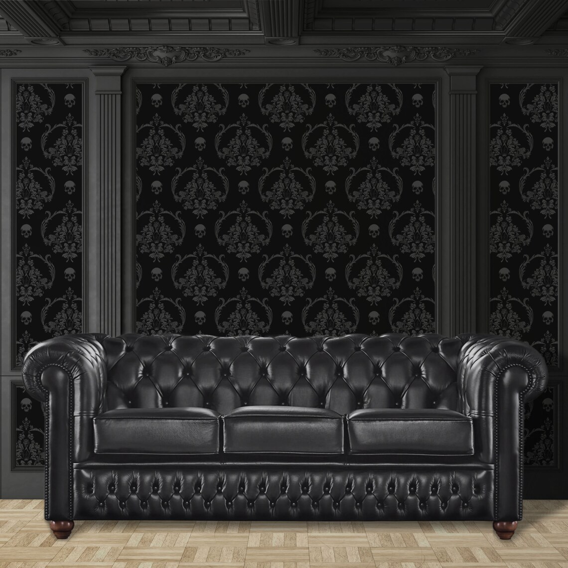 Vampire Bat Grotesque Damask Wallpaper - Etsy