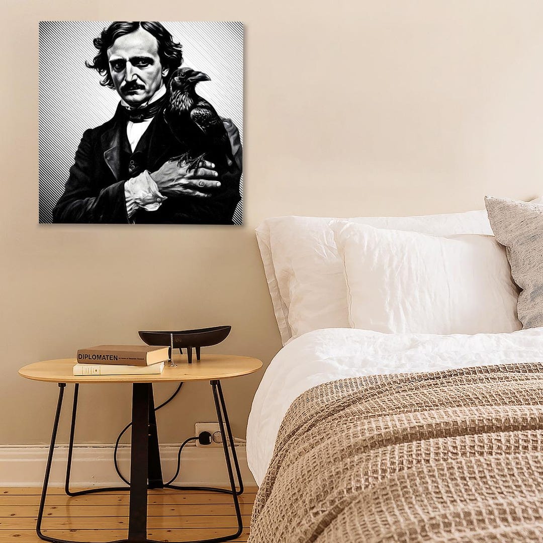 Poe — the Raven Engraving Wall Canvas - Etsy
