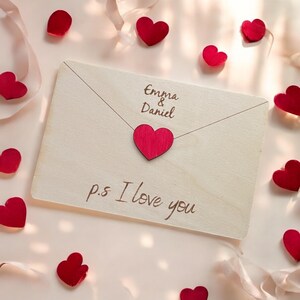 Personalised Wooden Love Envelope Decoration, Valentines Gift. - Etsy