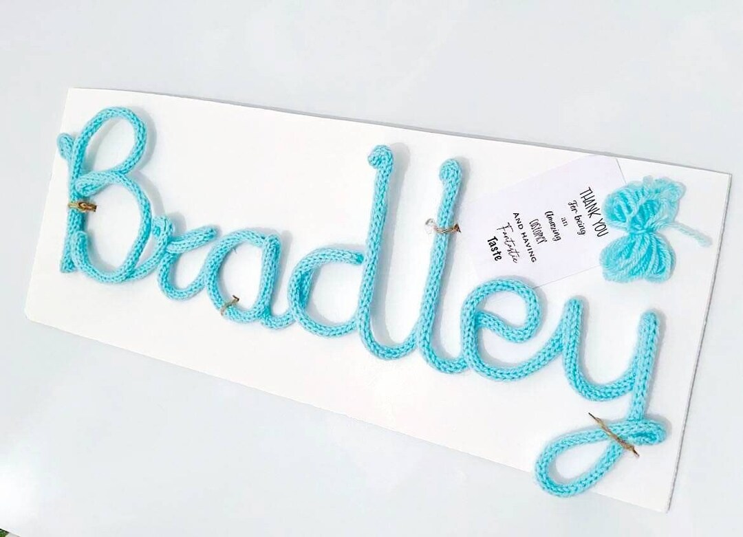 Knitted Name- Knitted Wire Word Sign. Sign Decor Wire Word Cord ...