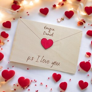 Personalised Wooden Love Envelope Decoration, Valentines Gift. - Etsy