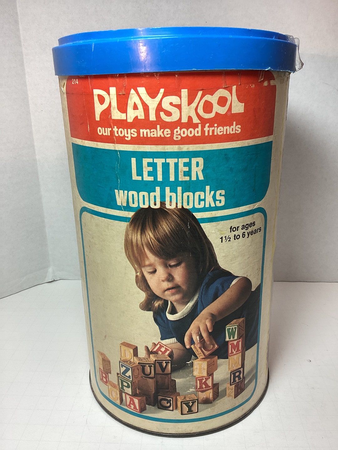 Vintage 1970s Playskool Wood Block Letters in Original Canister. - Etsy