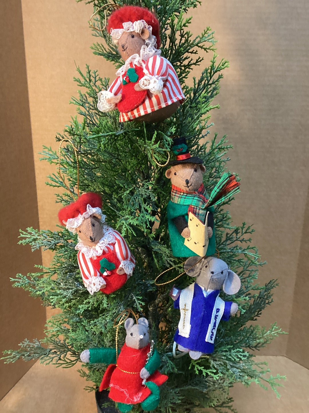 Vintage Set of 5 Felt Mice Christmas Ornament. Adorable - Etsy