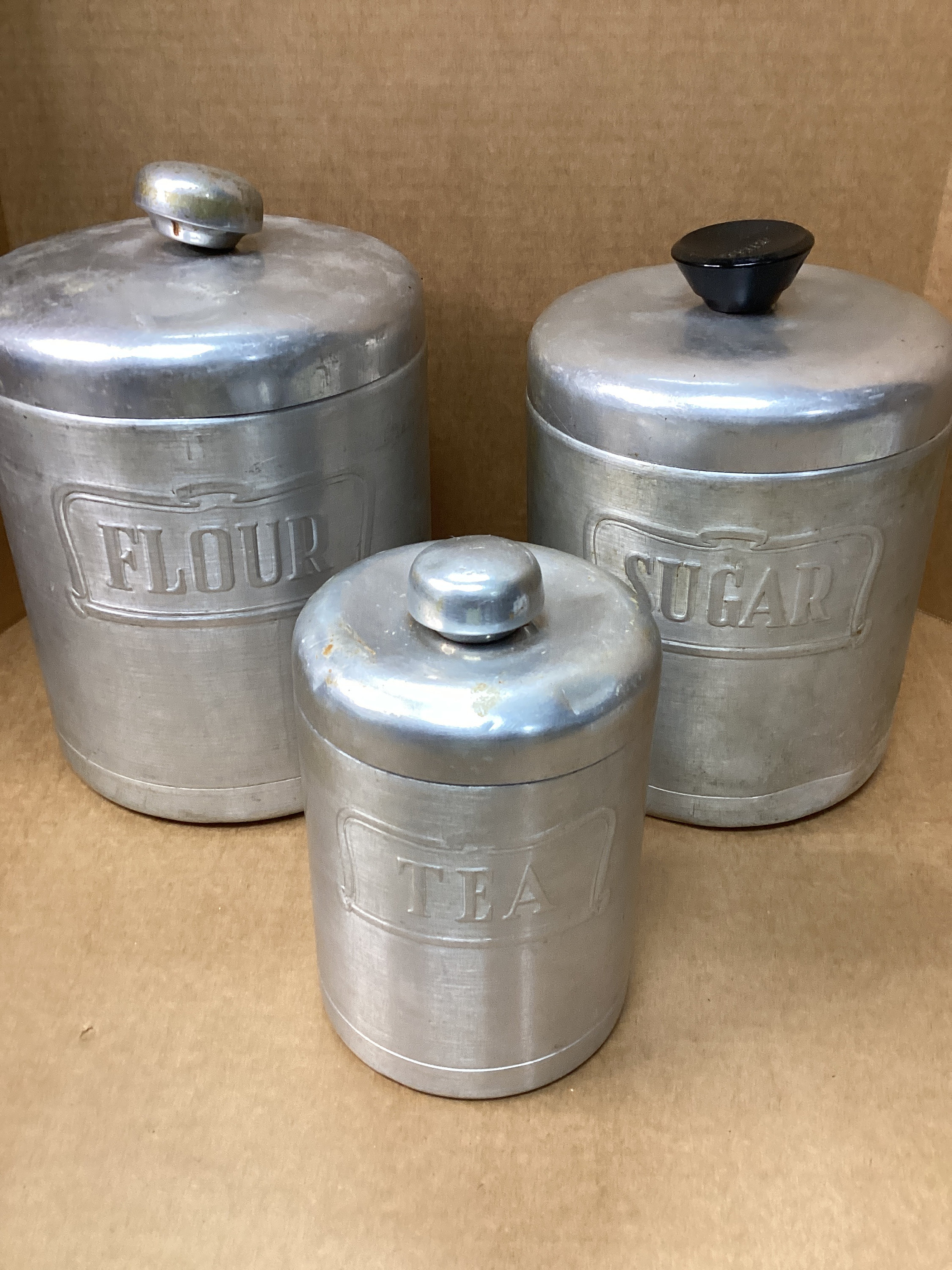 Vintage Hostess Ware Tin Canister, Mid Century Heller Aluminum Flour ...