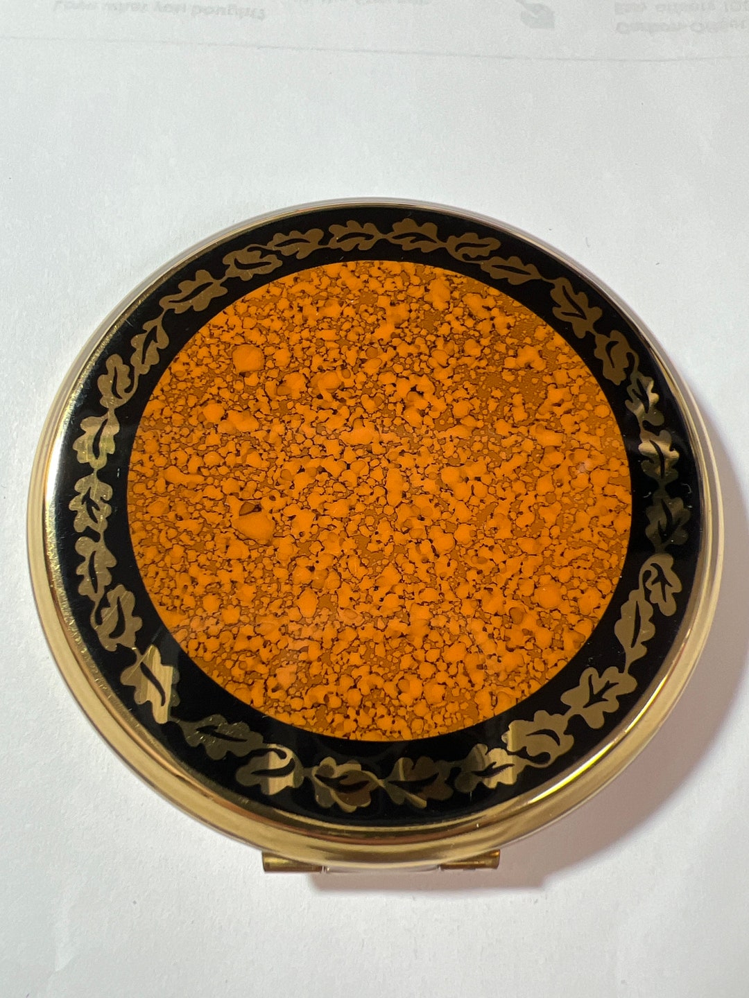 Vintage Stratton England Powder Compact Orange and Black Enamel 1990s ...