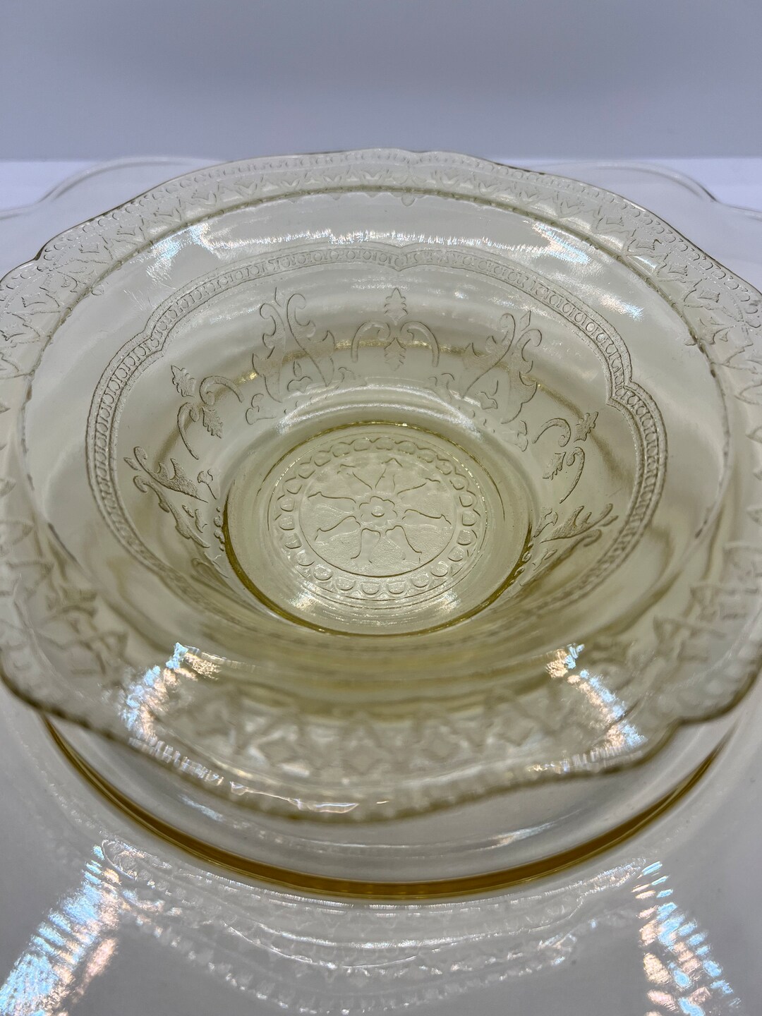 Vintage Yellow/gold Depression Glass Patrician Cereal Bowl and Med Size ...