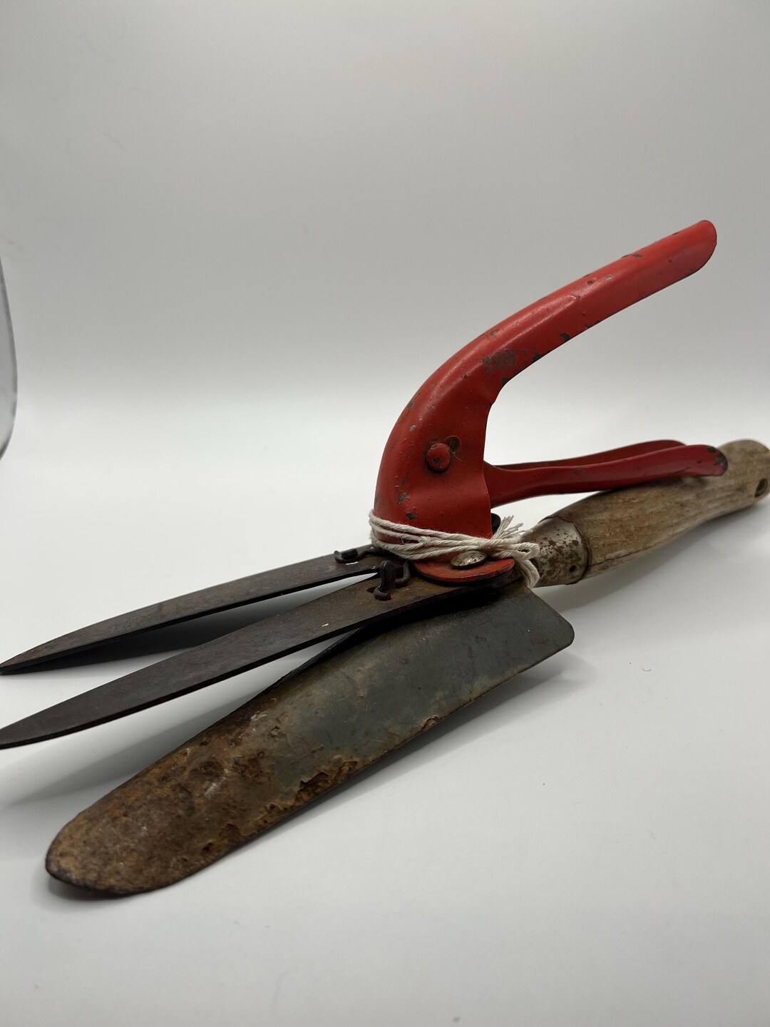 Vintage Rustic Garden Tools. Clipper and a Small Hand Shovel. Rusty ...