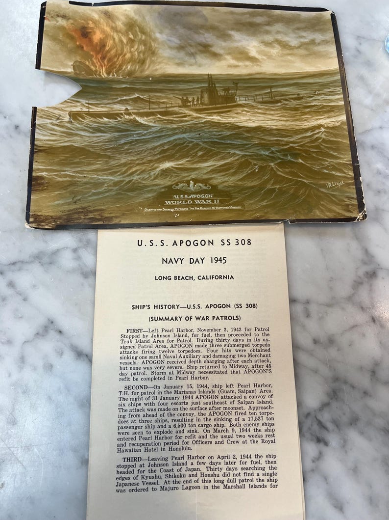 U.S.S. APOGON SS 308 Navy Day Photo: Long Beach, 1945 (damaged Cut Out ...