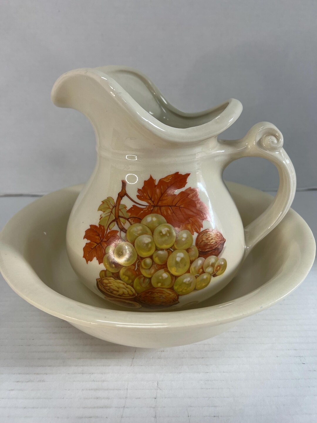 Vintage Mccoy 7515 USA Pitcher and Bowl Autumns Harvest. - Etsy