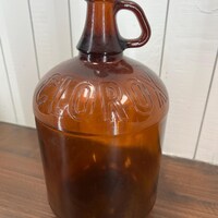 Amber Gallon Jug, Early Vintage/antique Brown Amber Glass Jug, Ball ...