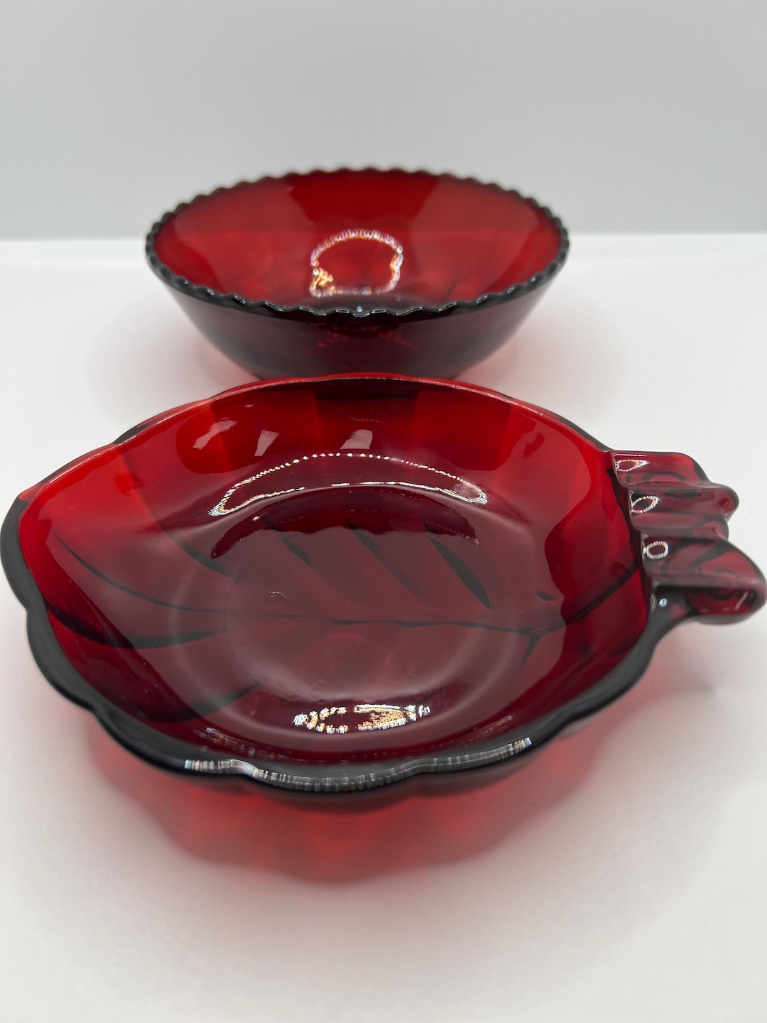 Vintage Anchor Ruby Red Glass Bowls: Small Dish Set - Etsy