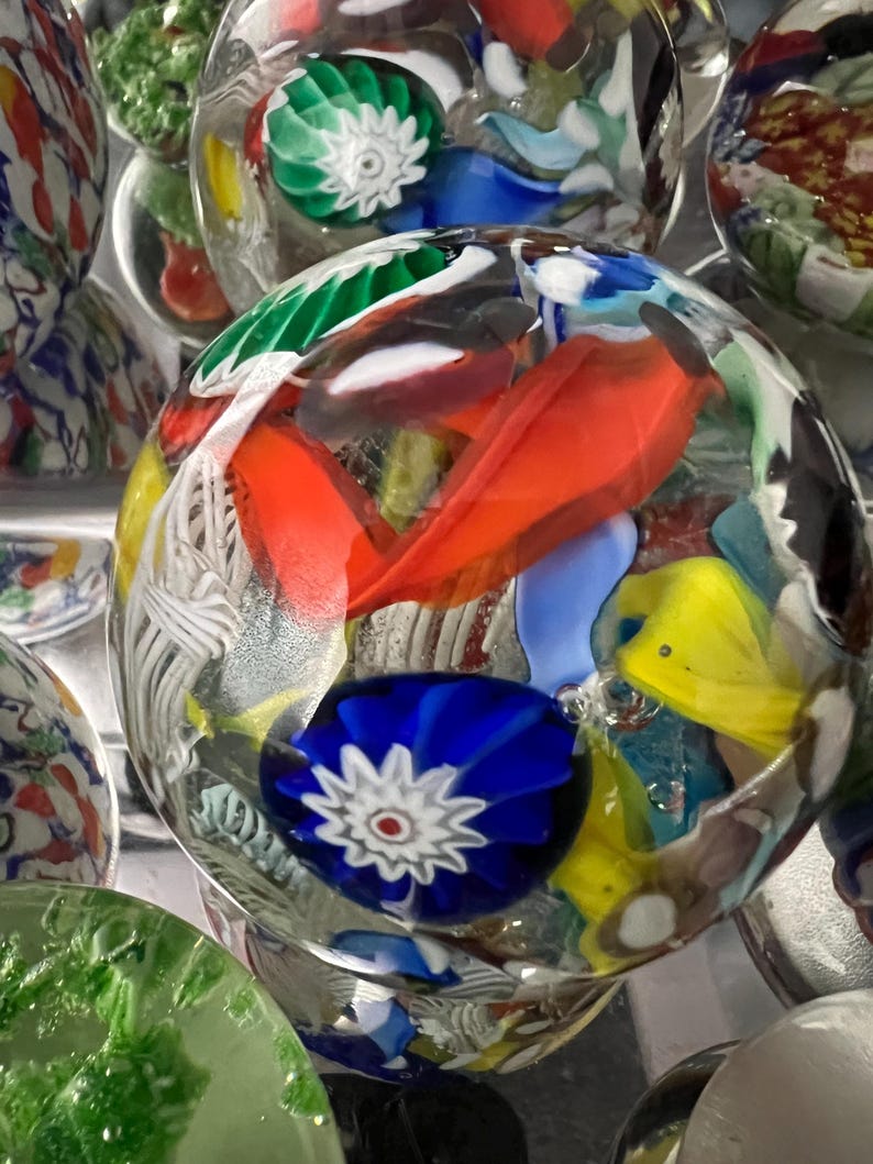Vintage Art Deco Glass Paperweights, Dove & Floral Design - Etsy