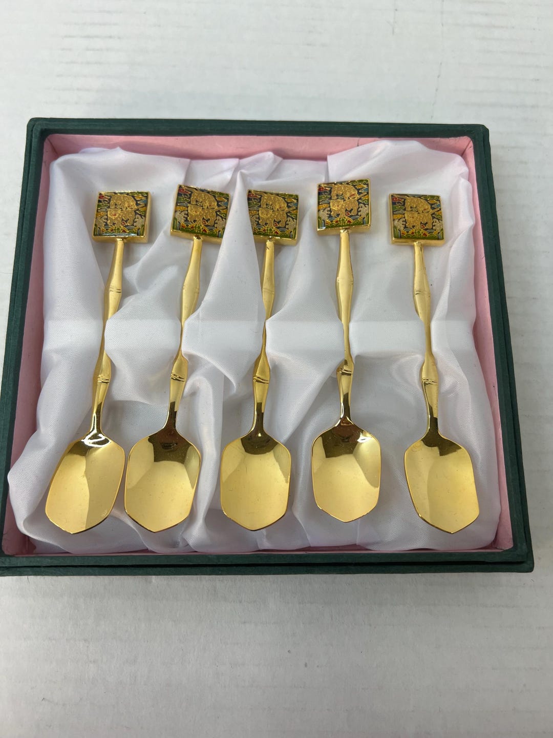 Korean 24k Gold Plated Spoons: Folk Art Tiger Design in Original Box - Etsy