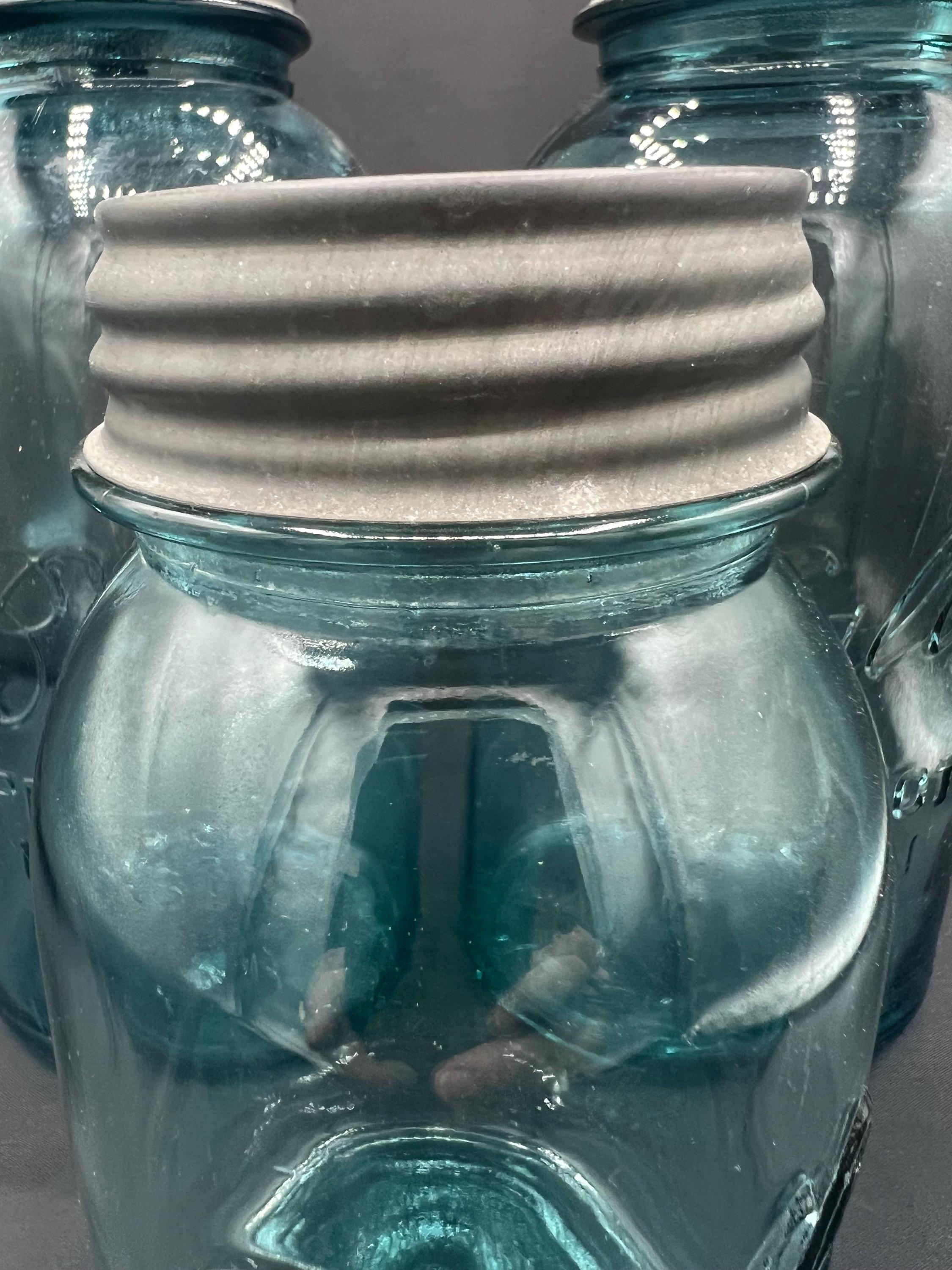 Vintage 1920s Ball Mason Blue Jars Set Zinc Lids Antique Glassware - Etsy