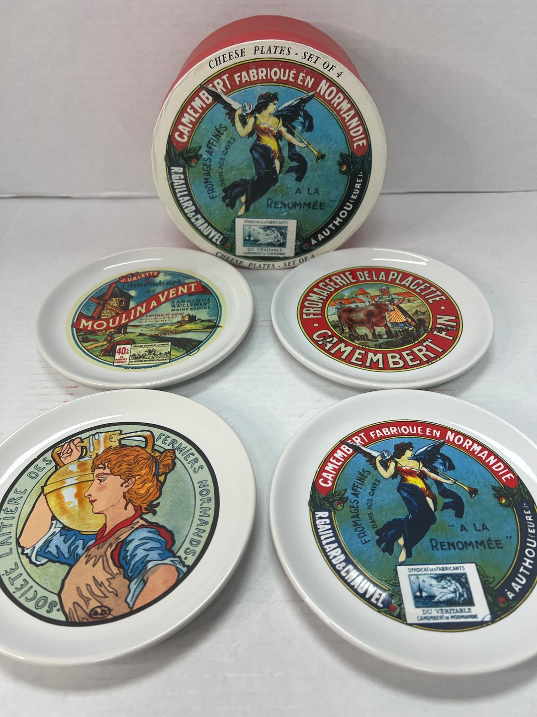 Camembert Fabrique En Normandie Cheese Plates Set of 4. - Etsy