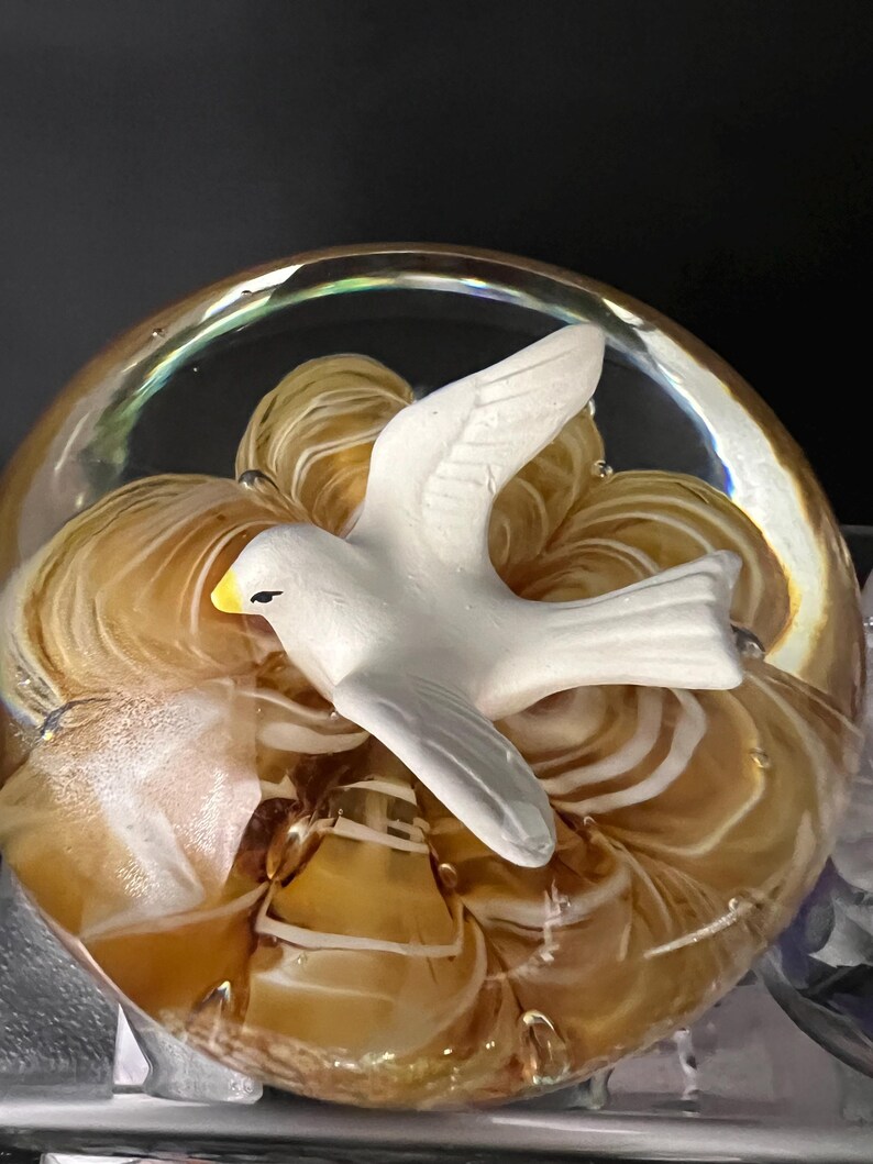 Vintage Art Deco Glass Paperweights, Dove & Floral Design - Etsy