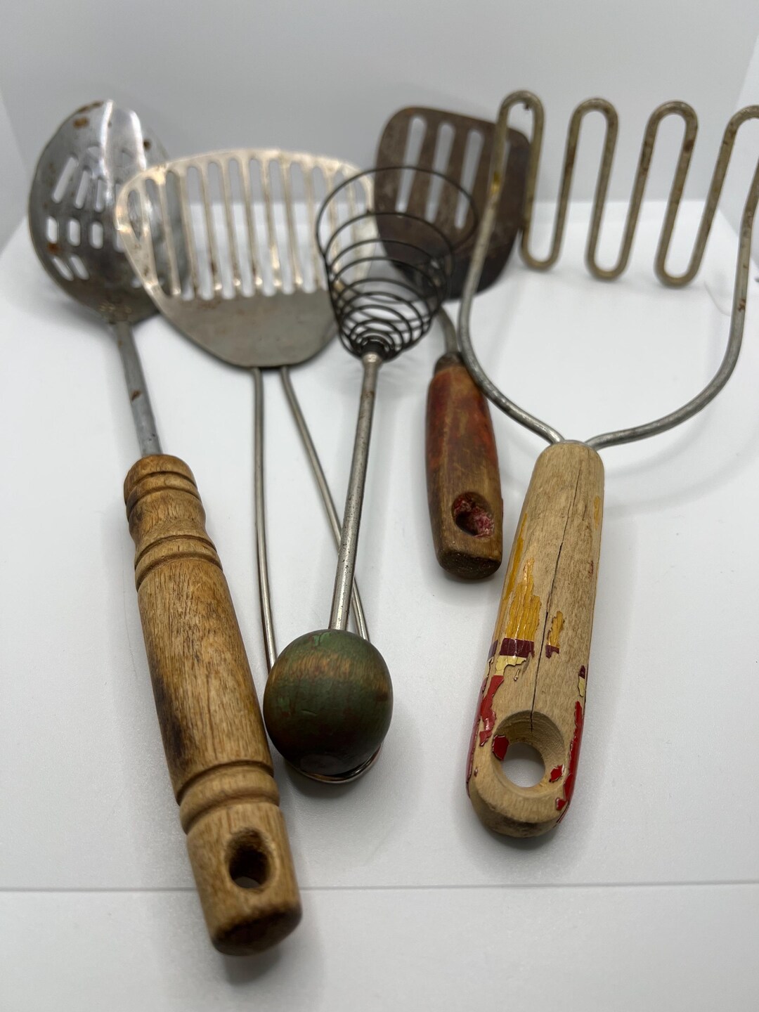 Vintage Rustic Utensils Lot of 5 Wooden Handles. Rare Find - Etsy